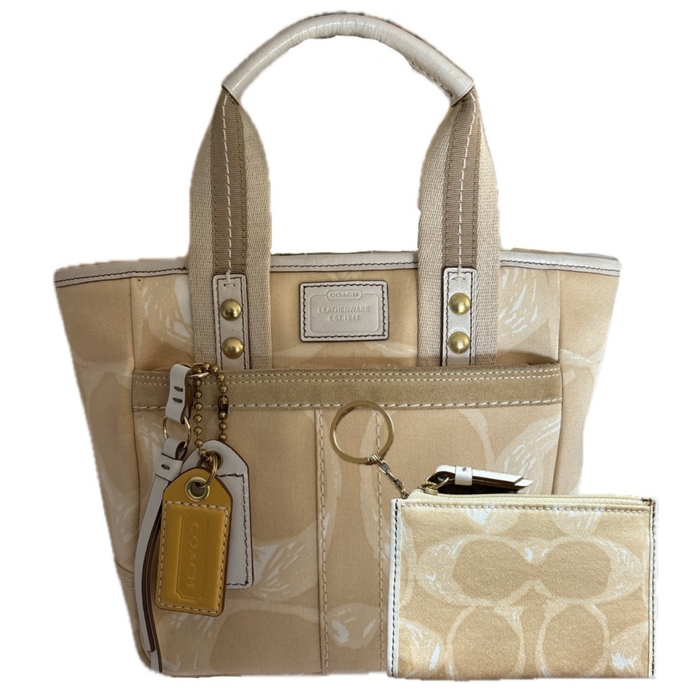 Coach Khaki Scribble Signature Logo Print Small Tote … - Gem